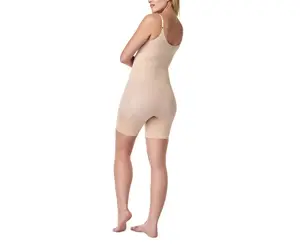 Spanx Oncore Open-bust Mid-thigh Bodysuit - Soft Nude