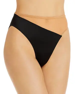Norma Kamali Snake Mesh Bikini Bottom - Black/nude