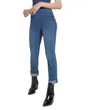 Lyssé Boyfriend Denim Leggings - Mid Wash