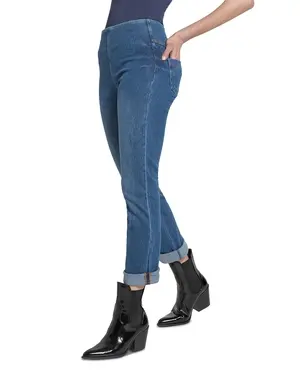 Lyssé Boyfriend Denim Leggings - Mid Wash