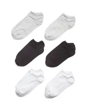 Hue Liner Socks, Set Of 6 - Black/white/gray