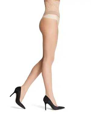 Commando Sheer Lace Tights - Medium Nude
