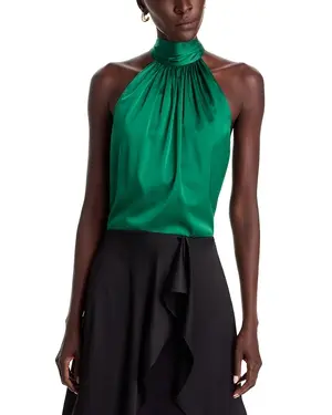 Ramy Brook Lori Silk-blend Draped Top - Deep Emerald