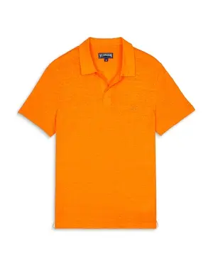 Vilebrequin Regular Fit Short Sleeve Linen Polo Shirt Carrot