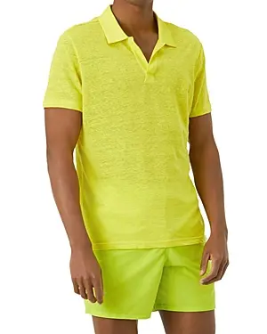 Vilebrequin Regular Fit Short Sleeve Linen Polo Shirt Lemon