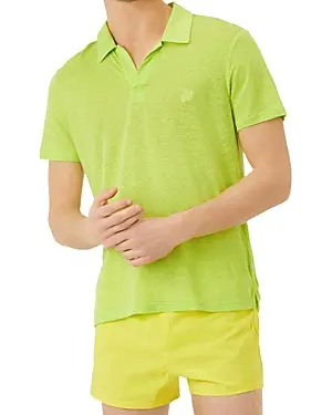 Vilebrequin Regular Fit Short Sleeve Linen Polo Shirt Lemongrass