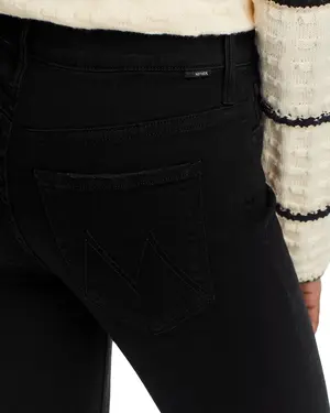 MOTHER The Insider High Rise Crop Step Fray Bootcut Jeans - Not Guilty