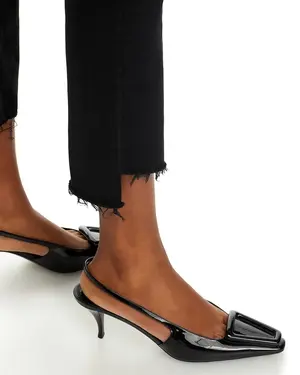 MOTHER The Insider High Rise Crop Step Fray Bootcut Jeans - Not Guilty