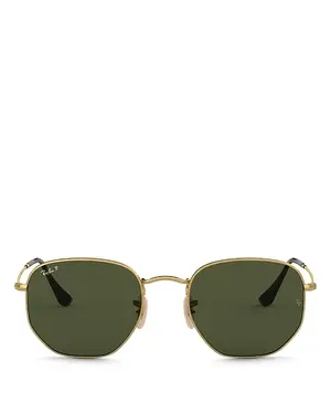 Ray-ban Icons Polarized Hexagonal Sunglasses - Gold/green