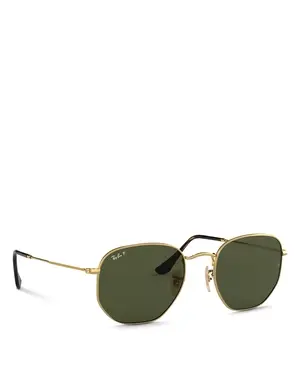 Ray-ban Icons Polarized Hexagonal Sunglasses - Gold/green