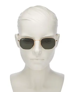 Ray-ban Icons Polarized Hexagonal Sunglasses - Gold/green