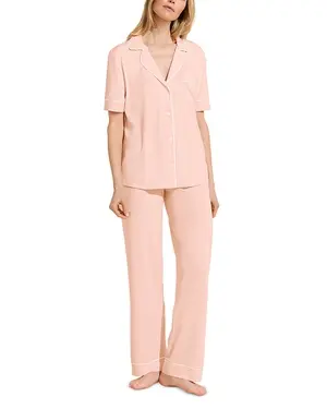 Eberjey Gisele Short Sleeve Long Pant Pajama Set Petal Pink Ivory