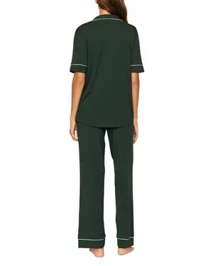 Eberjey Gisele Short Sleeve Long Pant Pajama Set - Pine/ivory