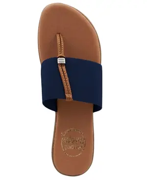 Andre Assous Thong Sandals With Stretch Raffia Upper - Navy