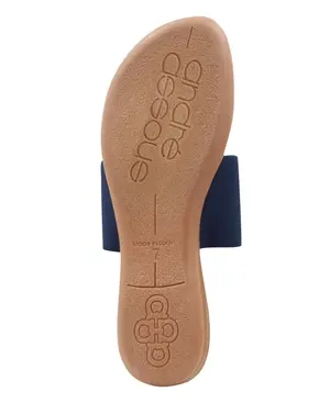 Andre Assous Thong Sandals With Stretch Raffia Upper - Navy