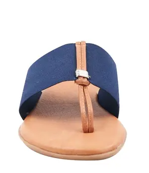 Andre Assous Thong Sandals With Stretch Raffia Upper - Navy
