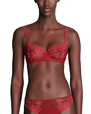 Simone Perele Saga Lace Mesh Demi Bra Lipstick