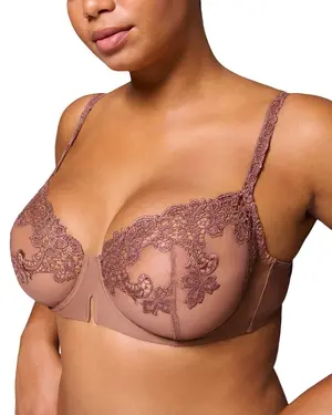 Simone Perele Saga Lace Mesh Demi Bra - Tender Brown