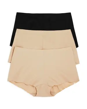 TC FINE INTIMATES Micro Boyshorts, Set Of 3 - Warm Beige/black