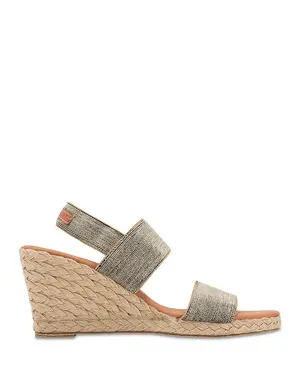 Andre Assous Allison Strappy Espadrille Wedge Sandals - Black Beige