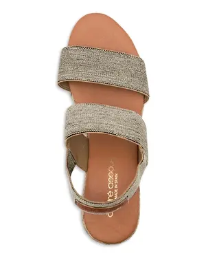 Andre Assous Allison Strappy Espadrille Wedge Sandals - Black Beige