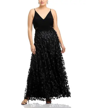 Aqua Floral Applique Gown