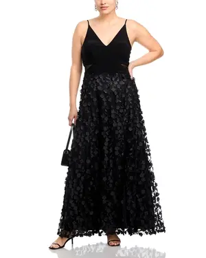 Aqua Floral Applique Gown