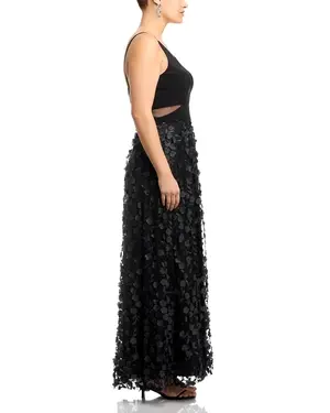 Aqua Floral Applique Gown