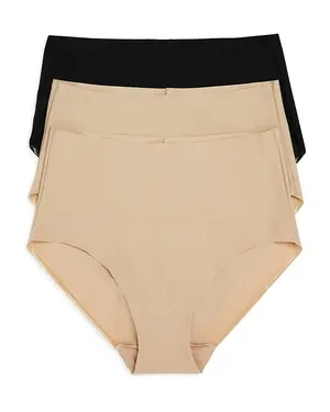 TC FINE INTIMATES Micro Briefs, Set Of 3 - Deep Black/warm Beige