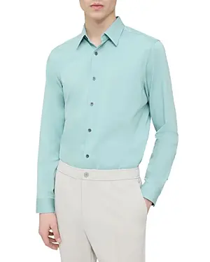Theory Sylvain Shirt In Structure Knit Blue Surf