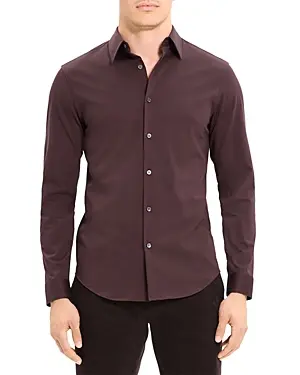 Theory Sylvain Shirt In Structure Knit Malbec