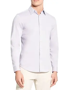 Theory Sylvain Shirt In Structure Knit Misty Haze