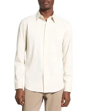 Theory Sylvain Shirt In Structure Knit Oat Milk