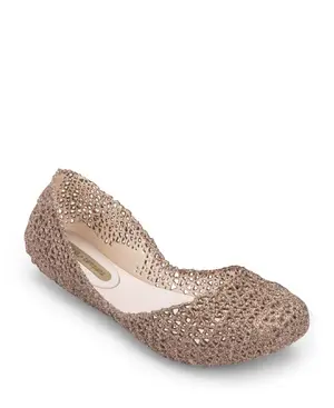 Melissa Camppap Vii Slip On Flats - Beige/glitter