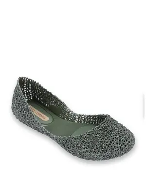 Melissa Camppap Vii Slip On Flats - Glitter Green