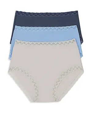 Natori Bliss Full Briefs, Set Of 3 Ash Navy/paradise/linen