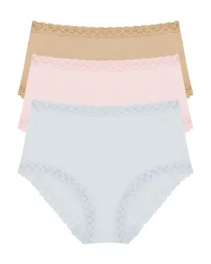 Natori Bliss Full Briefs, Set Of 3 Cafe/pink Sky/quarry