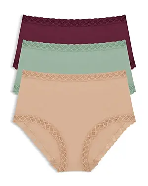 Natori Bliss Full Briefs, Set Of 3 Taro/succulent/cafe