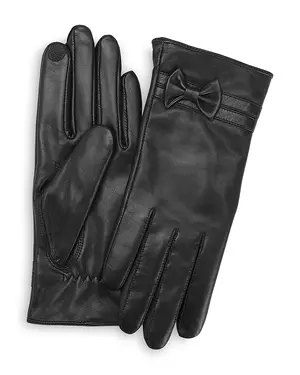 ROYCE NEW YORK Lambskin Leather Tech Gloves - Black