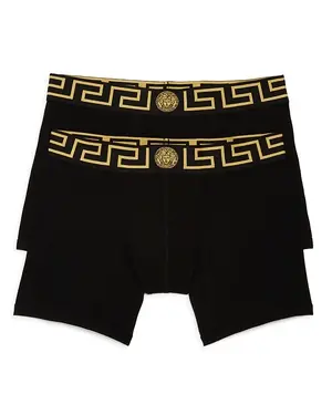 Versace Logo Trunks - Pack Of 2 Black/gold