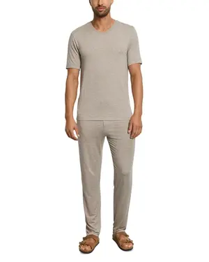 Hanro Lounge V-neck Tee - Hazelnut