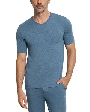 Hanro Lounge V-neck Tee - Ocean Melange