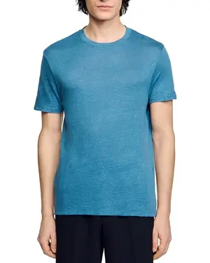 Sandro Clash Linen Tee Azure