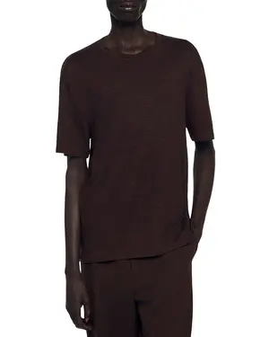Sandro Clash Linen Tee - Black / Brown