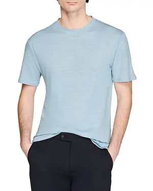 Sandro Clash Linen Tee Light Blue