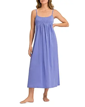Hanro Juliet Pleated Long Spaghetti Gown Gemstone