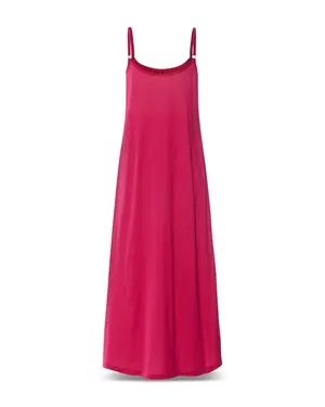 Hanro Juliet Pleated Long Spaghetti Gown - Light Sangria