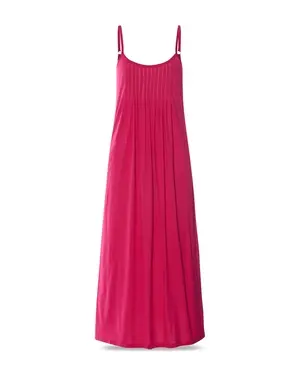 Hanro Juliet Pleated Long Spaghetti Gown - Light Sangria