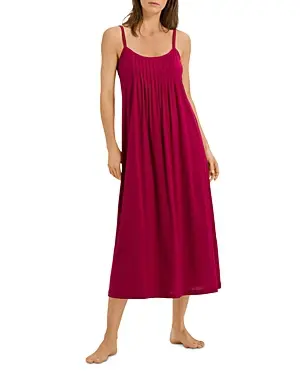 Hanro Juliet Pleated Long Spaghetti Gown Lucky Charm