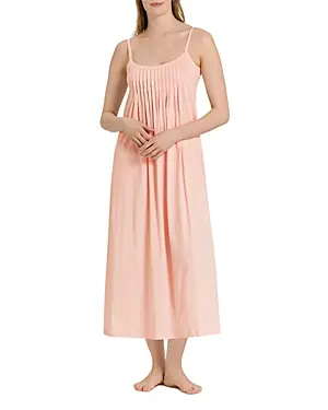 Hanro Juliet Pleated Long Spaghetti Gown Powder Pink